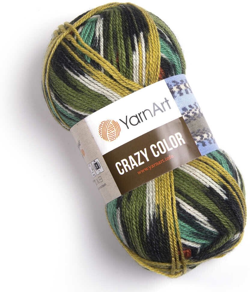 Пряжа CRAZY COLOR (YarnArt), хаки принт - 163, 25% шерсть, 75% акрил, 5 мотков, 100 г, 260 м.