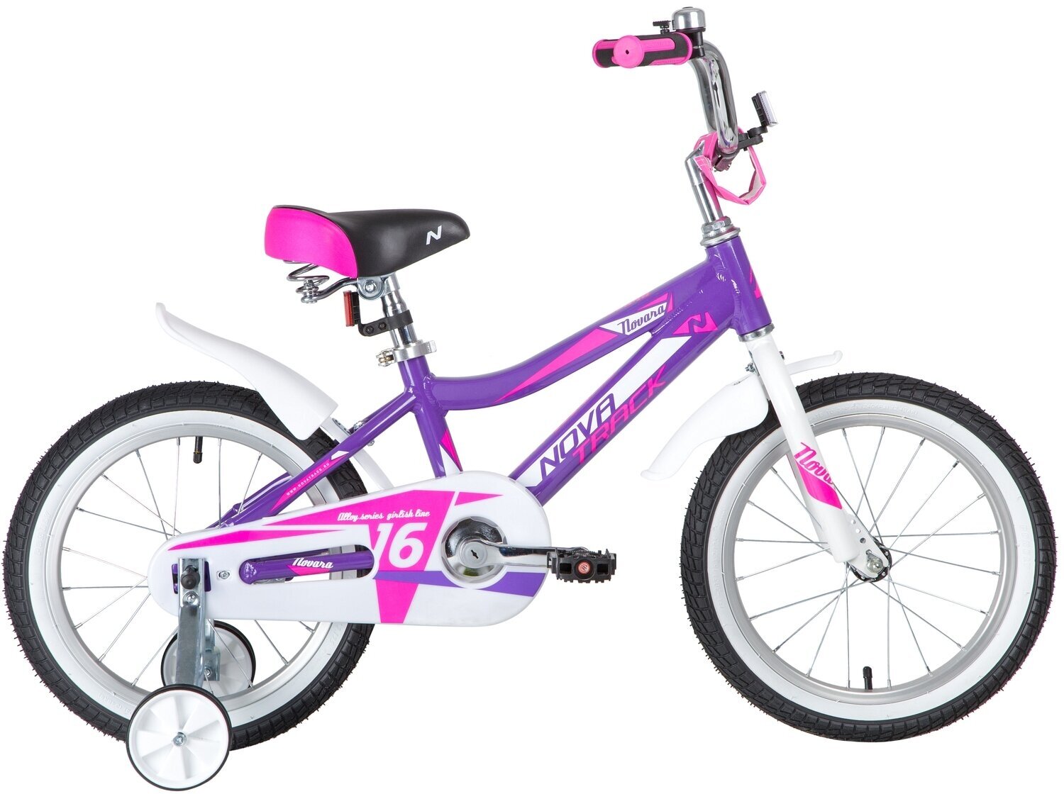Велосипед Novatrack Novara 16" (2020), алюминиевая рама, на рост 98-115 см, фиолетовый