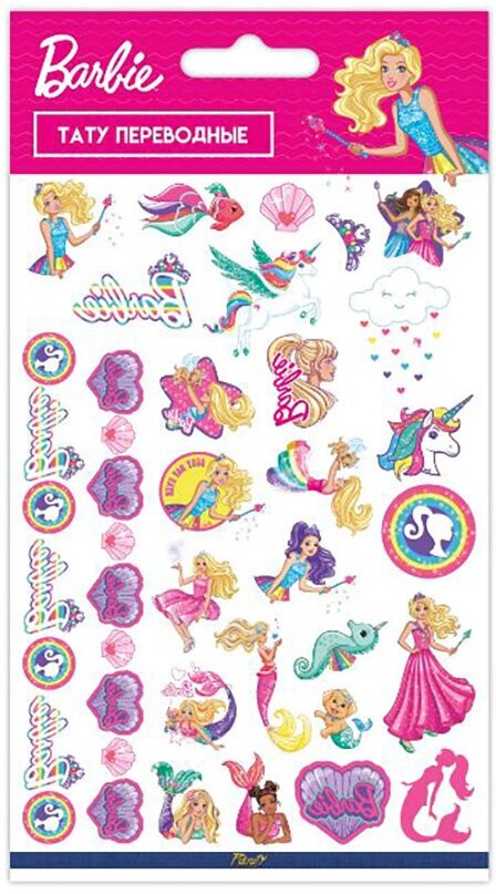 Priority Барби-2 Наклейки-тату переводные 20 х 10 см, водостойкие безопасные для кожи