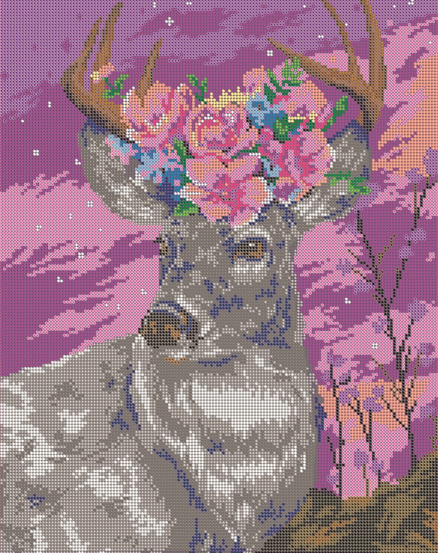 Вышивка бисером картины Гордый олень 30*38см