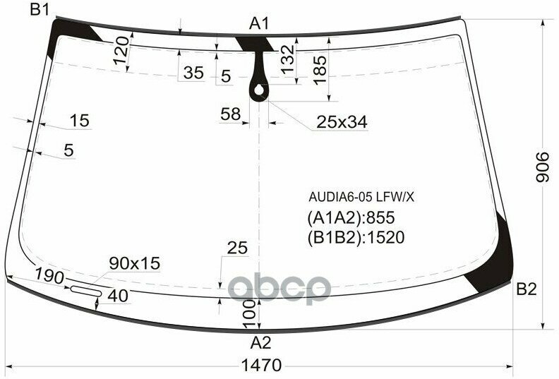 Стекло лобовое (Датчик дождя/ Молдинг) Audi A6 04-10 / A6 allroad quattro 06-12 XYG арт. AUDIA6-05 LFW/X