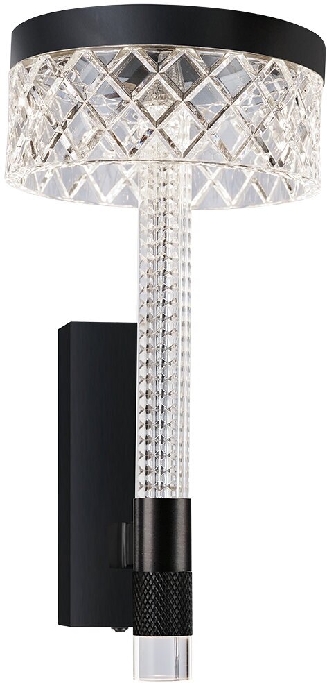 Настенный светильник Delight Collection Diamond cut MB21020075-1A matt black, Прозрачный/Черный, LED, 1 x 6 Вт.