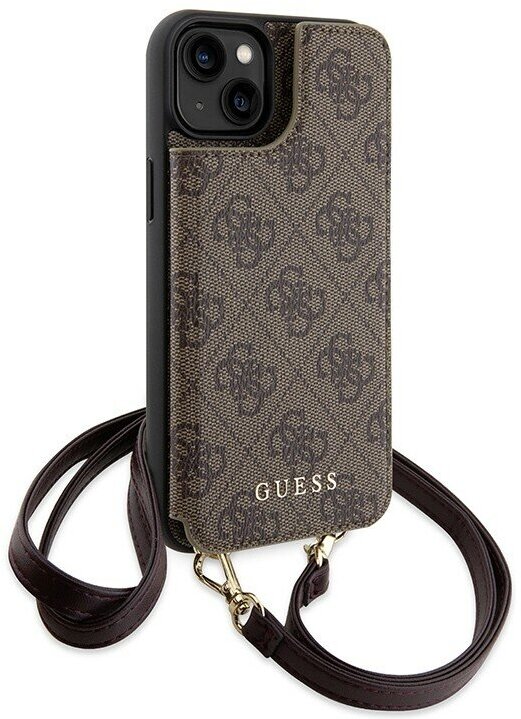 Чехол Guess Crossbody cardslots magnetic 4G Hard для iPhone 14, коричневый