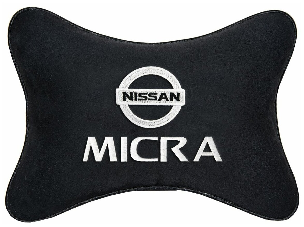 Подушка на подголовник автомобильная черная алькантара NISSAN MICRA
