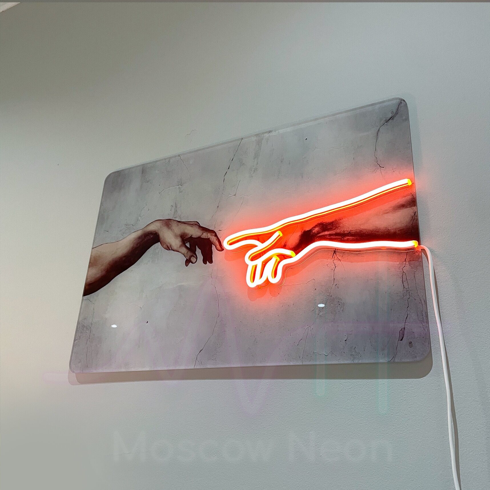 Светильник декоративный / Вывеска с изображнеим "Две руки", 60x40 см. с диммером
