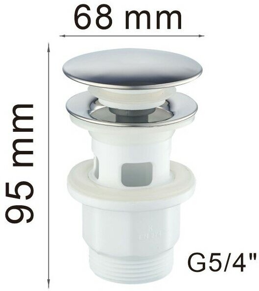 Донный клапан Haiba HB65-4, пластик, хромированное покрытие, с переливом
