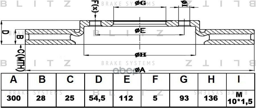 Диск тормозной передний вентилируемый FORD Transit 06-> Blitz арт. BS0239