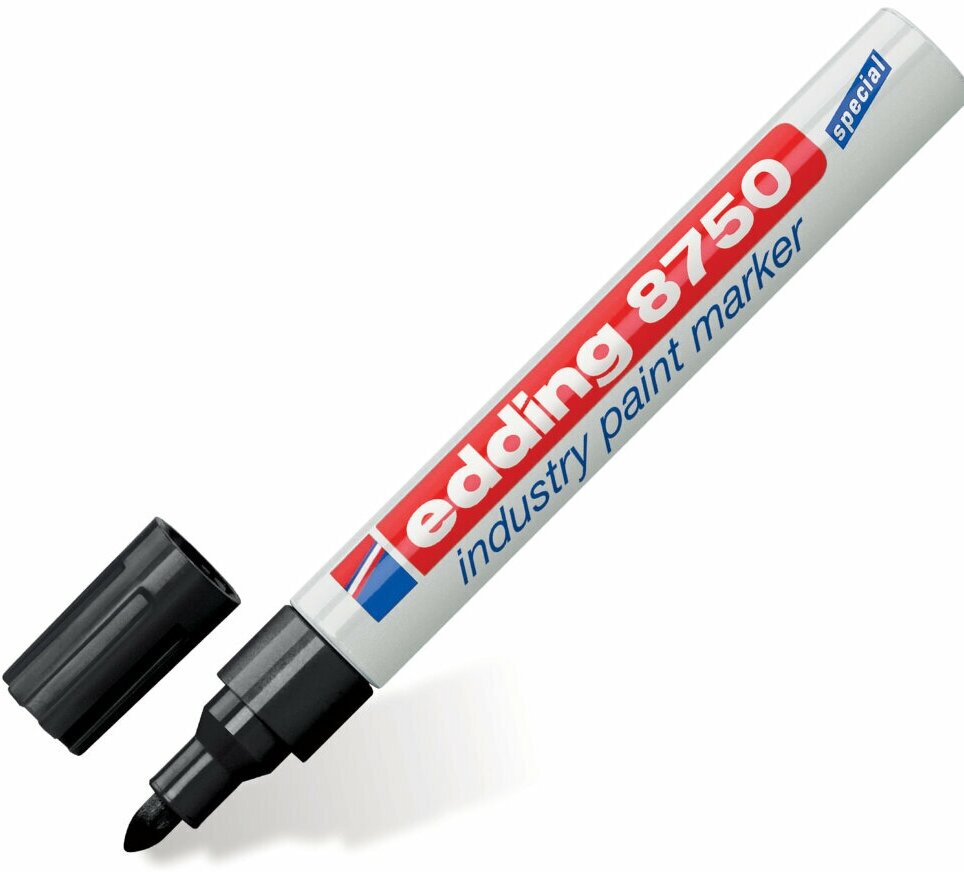 Маркер-краска лаковый (paint marker) EDDING 8750, черный, 2-4 мм, круглый наконечник, алюминиевый корпус, E-8750/1, 150596