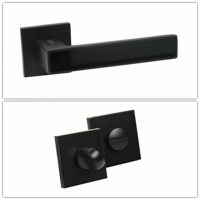 Ручка дверная межкомнатная Palidore А-531_BLACK_W, черный (ручка + завертка WC)