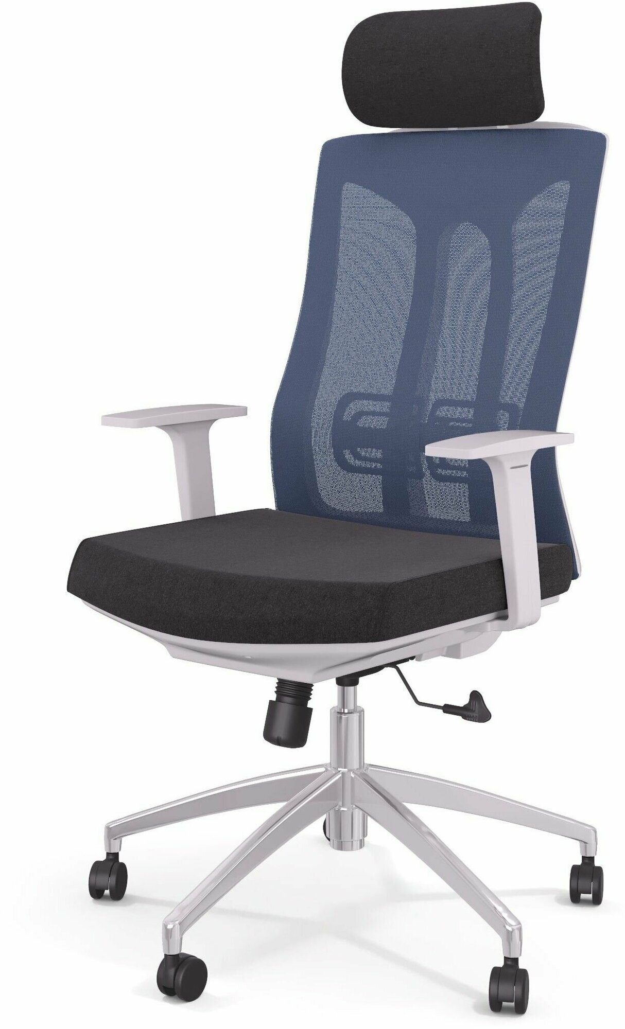 Кресло компьютерное - тесла, ткань, синее/черное