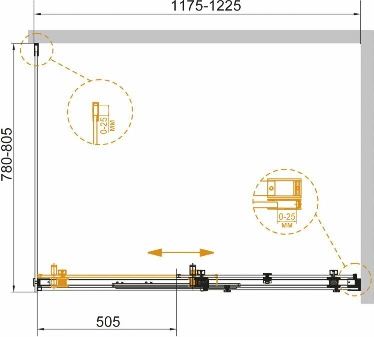 STYLUS-SOFT-AH-1-120/80-C-Cr Душевой уголок