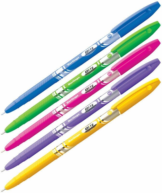 Ручка шариковая Berlingo "Blitz" синяя, 0,7мм, корпус ассорти, 223694