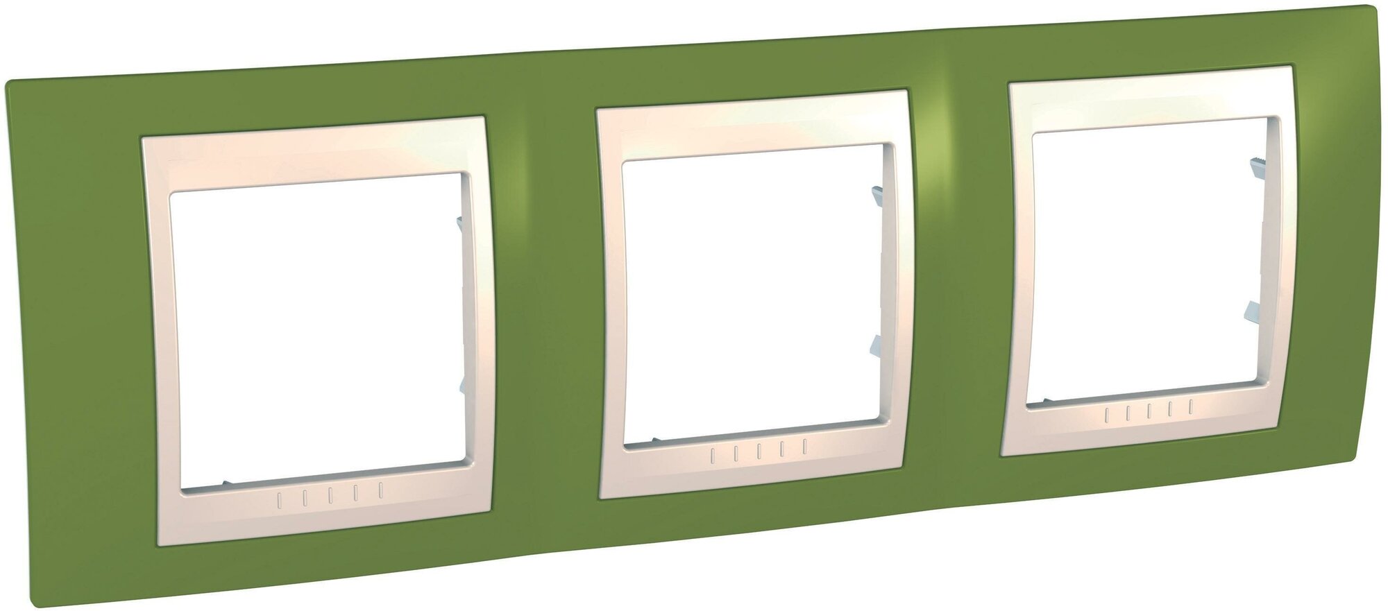 Рамка Unica хамелеон 3 поста горизонтальная фисташковый/бежевая MGU6.006.566