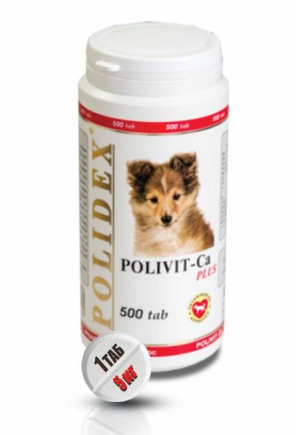 Витаминный комплекс для собак Polidex Polivit-Ca plus, 500 табл (1 таб на 5 кг) — фото 1