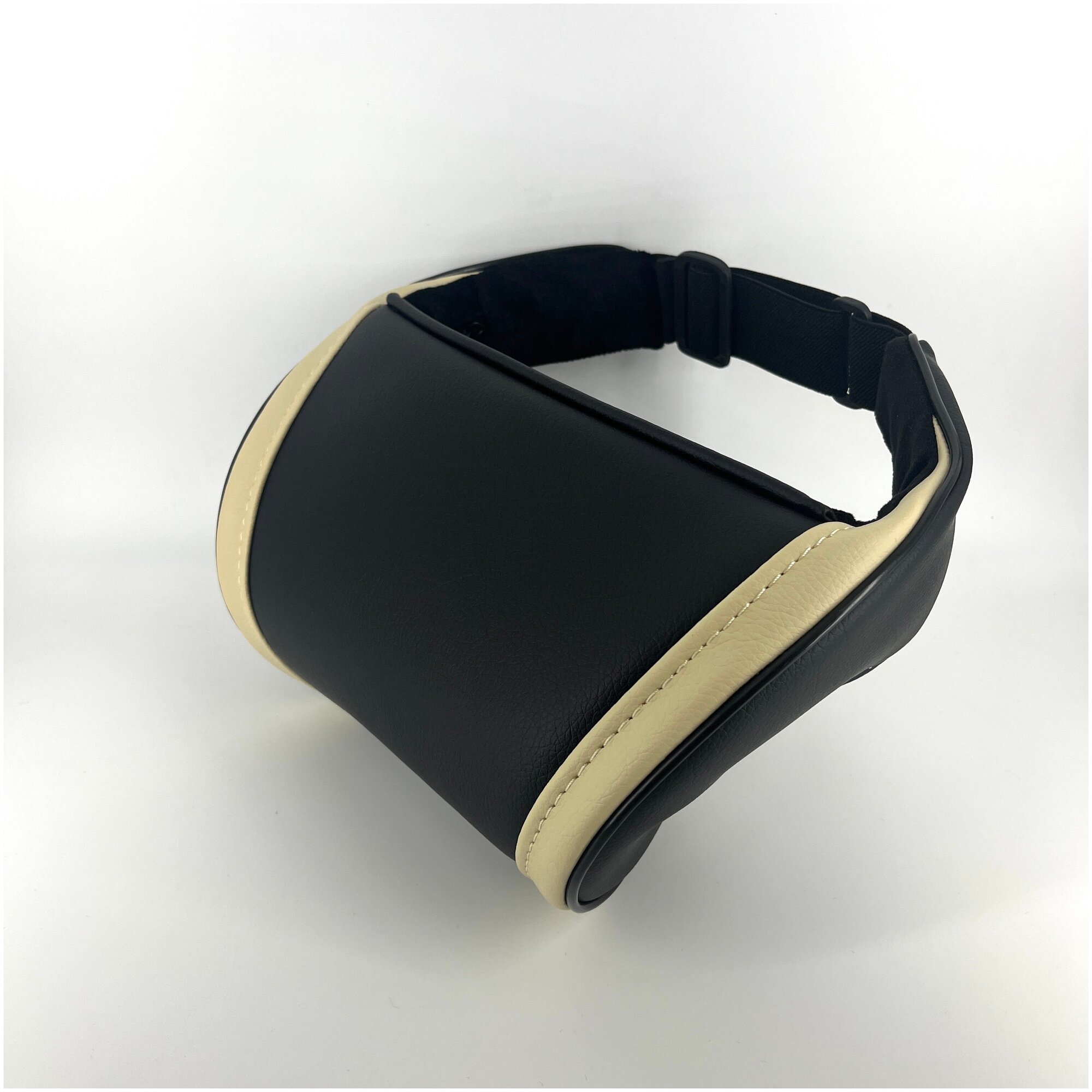 Подушка автомобильная для шеи на сиденье. Дополнительный подголовник. Бежевые вставки. Аксессуары в салон авто