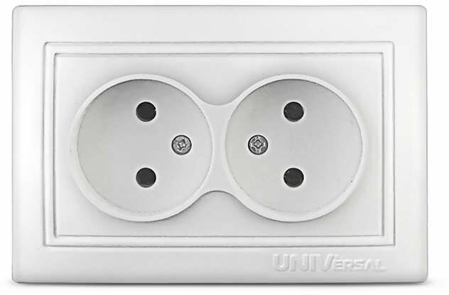 Розетка 2-м СП Севиль 16А IP20 без заземл. бел. UNIVersal С0102