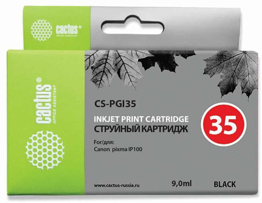 Картридж струйный CACTUS (CS-PGI35) для CANON PIXMA ip100, черный, 362761