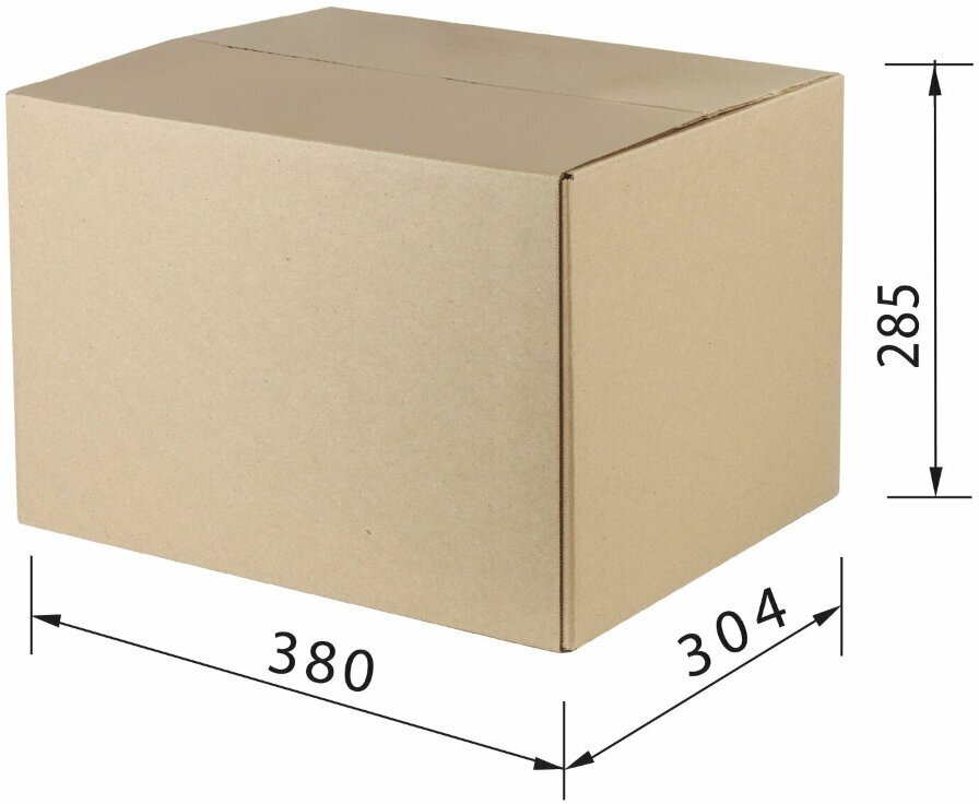 Гофроящик, длина 380 х ширина 304 х высота 285 мм, марка Т23, профиль В, FEFCO 0201 / ГОСТ, исполнение А, 10 штук, 440130