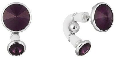 Серьги, серебро, 925 проба, стекло, каучук