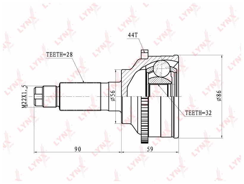 ШРУС наружный LYNXauto CO-5103A. Для: MAZDA(Мазда) 6 2.3 02-07
