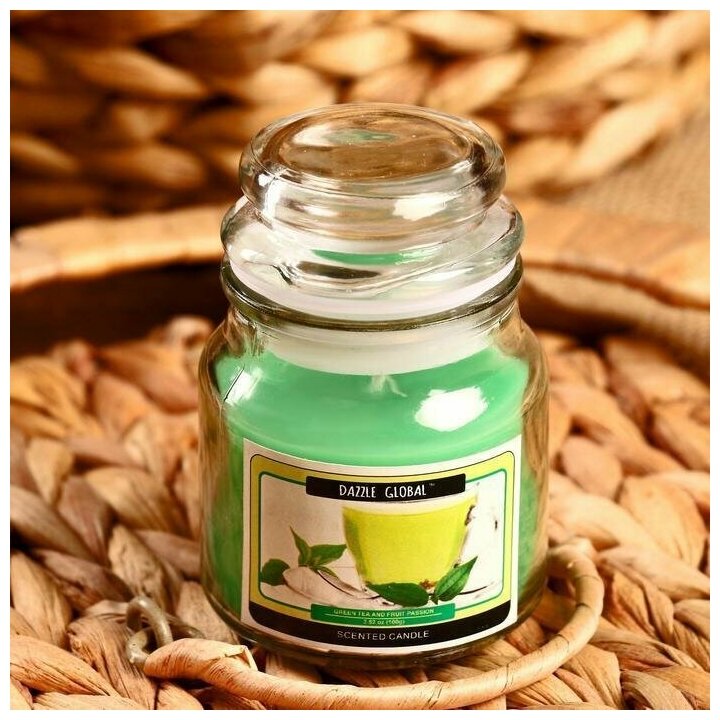 Свеча в банке 'Зелёный чай и фруктовая страсть' 100 гр (вес брутто 247 г) 6х9х9 см