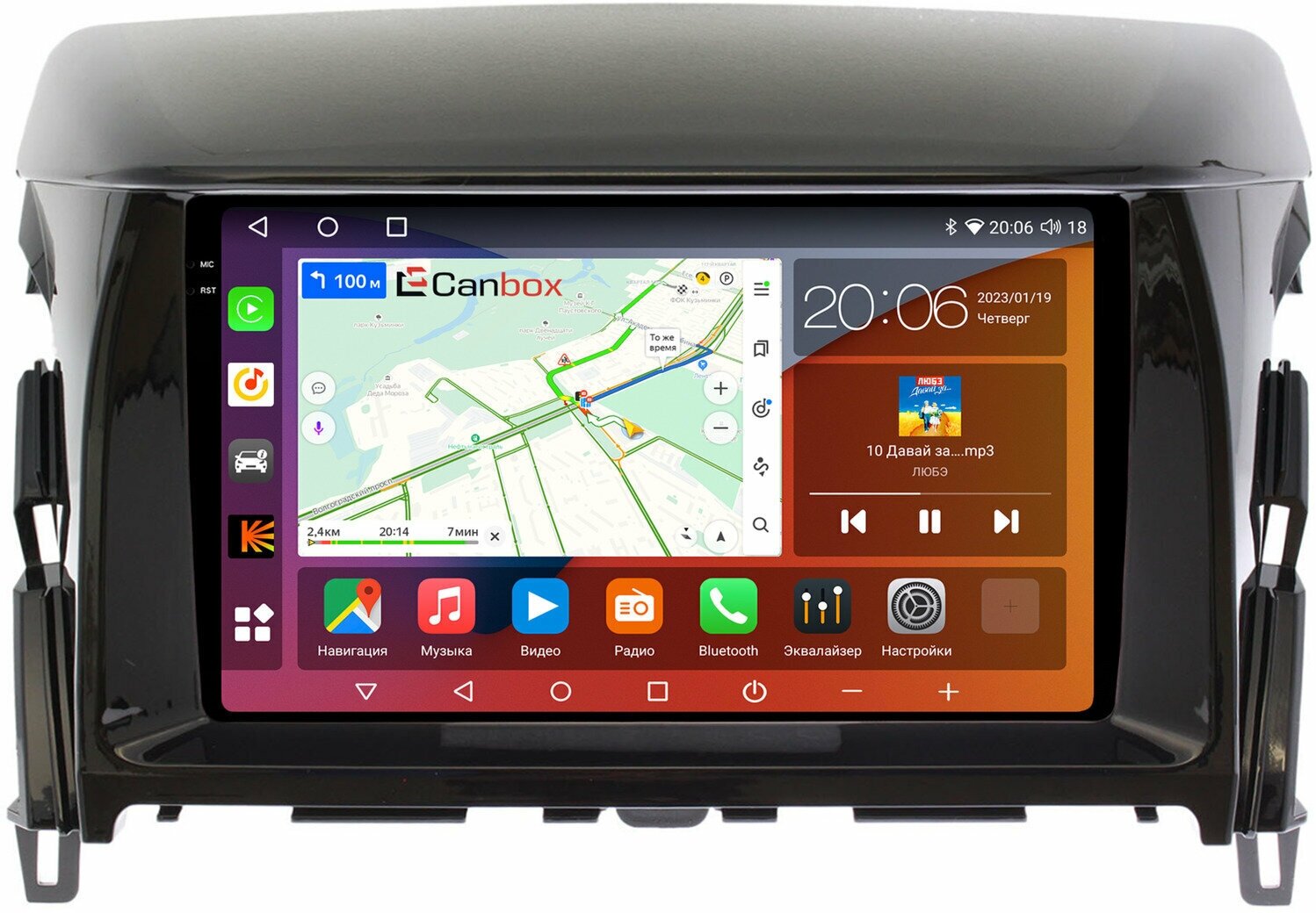 Штатная магнитола Canbox Logic-i3 2K 5723-9-089 Mitsubishi Eclipse Cross 2017-2024 (глянцевая) Android 11 (4G-SIM, 4/64, DSP, 360, QLed)