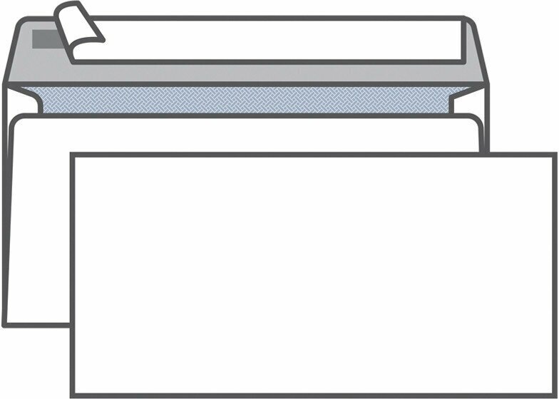 Конверт E65, KurtStrip, 110*220мм, б/подсказа, б/окна, отр. лента, внутр. запечатка, термоусадка, 75 штук, 144125