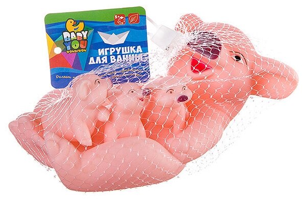 Набор игрушек для купания Bondibon, Свинья с поросятами, 4 штуки (ВВ2754)