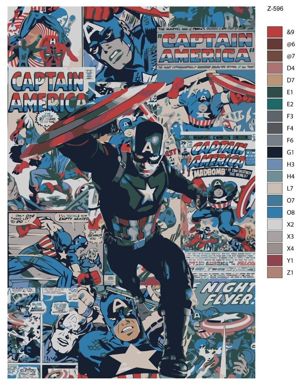 Картина по номерам Z-596 "Крис Эванс - Капитан Америка" 40х60