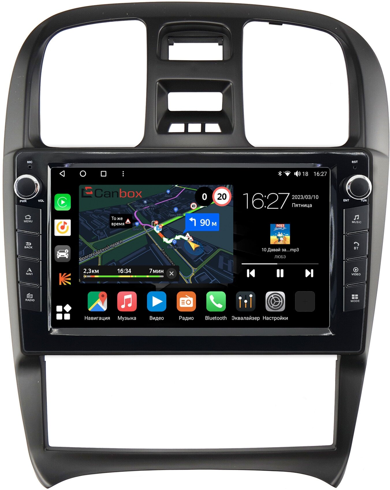Штатная магнитола Hyundai Sonata 4 (EF) 2001-2012 (левый руль) Canbox M-Line 7821-9-268 Android 10 (4G-SIM, 2/32, DSP, IPS) С крутилками