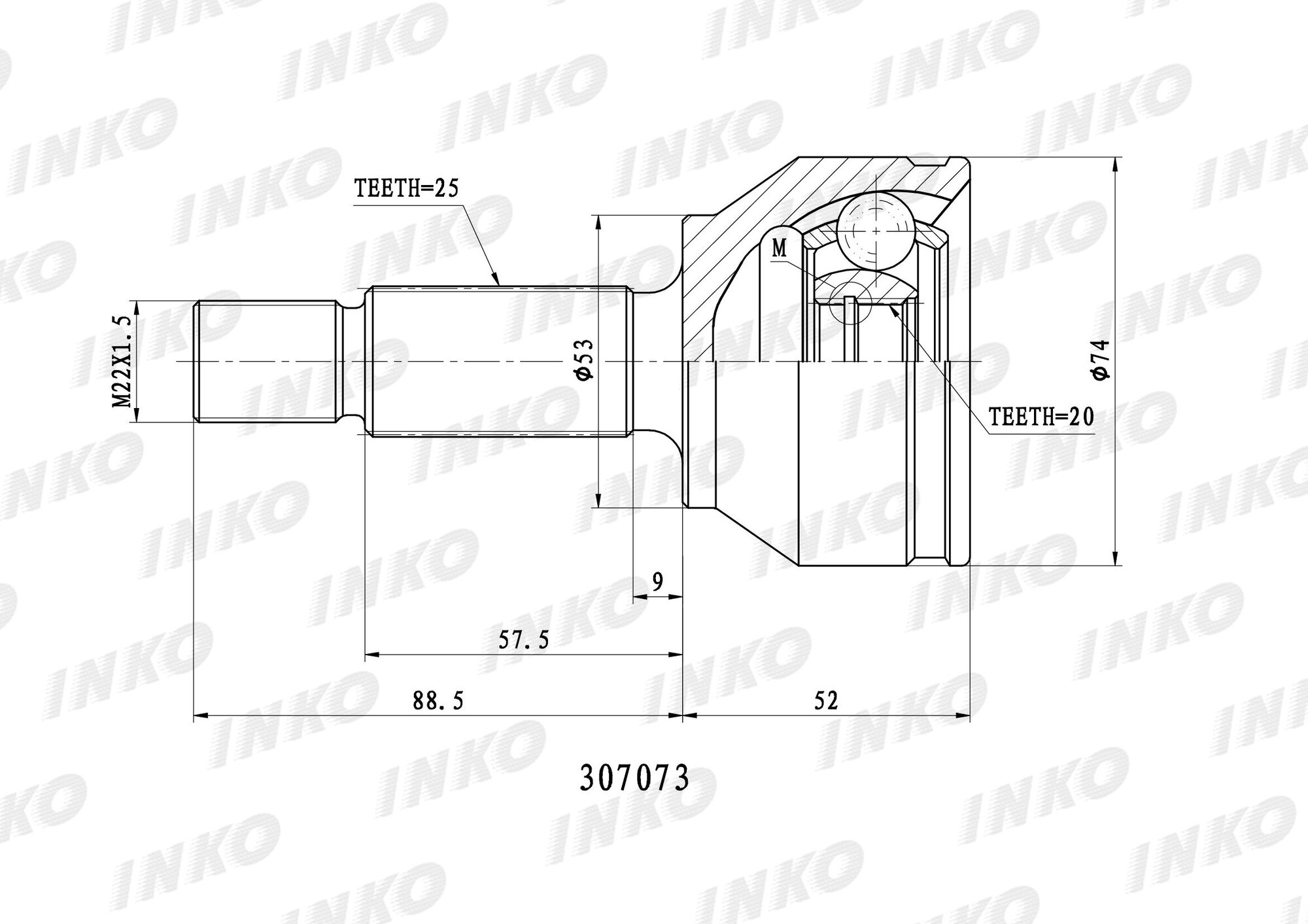 ШРУС внешний 25 20 перед INKO 307073
