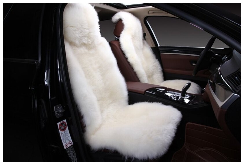 Овчина на передние сиденья (цельная шкура класс "А"). Длинный ворс (Австралия) Белый
