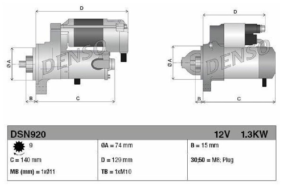 Стартер TOYOTA AVENSIS 1.6/1.8 03-08 (1.3kw) Masterkit MasterKit арт. 77ST062 — фото 1