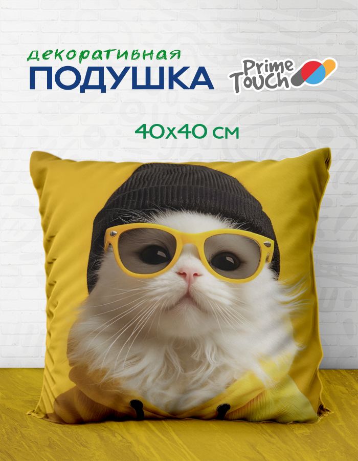 Подушка декоративная - Котики и Кошки (40х40) Кот в очках