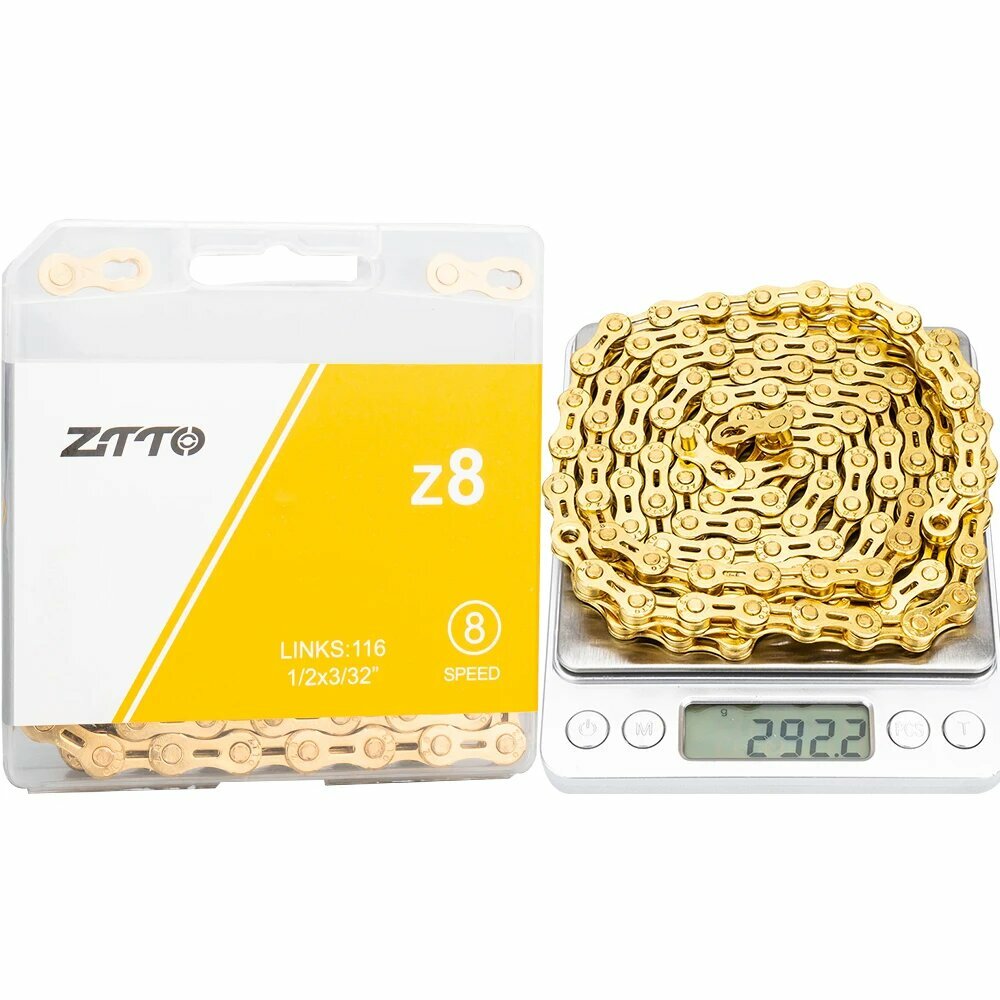 Цепь велосипедная ZTTO Z8 8S Gold-SL, 116 звеньев
