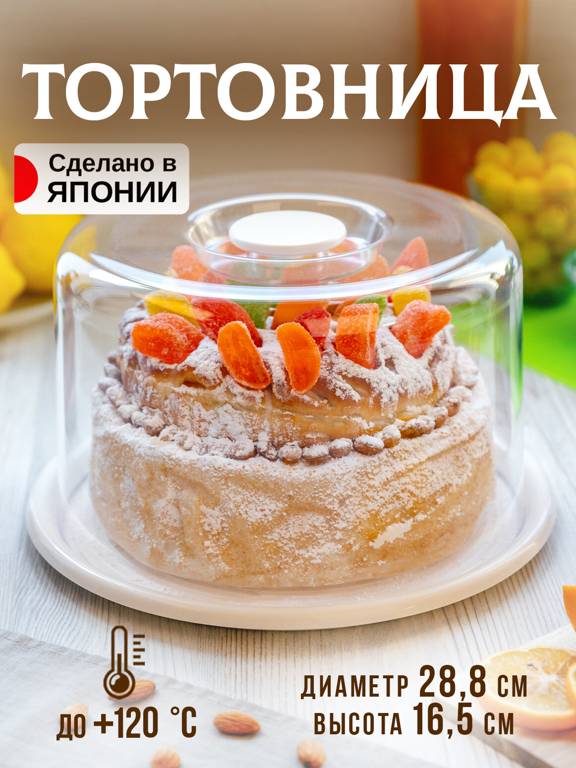 Тортовница контейнер для выпечки с крышкой 28,8х28,2х16,5 см