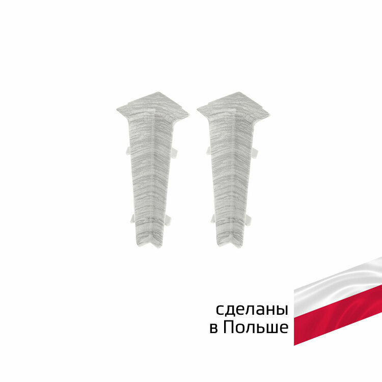 Внутренний угол для плинтуса ПВХ Cezar Hi-Line Prestige 75 мм платан малибу М 285, 2 шт.