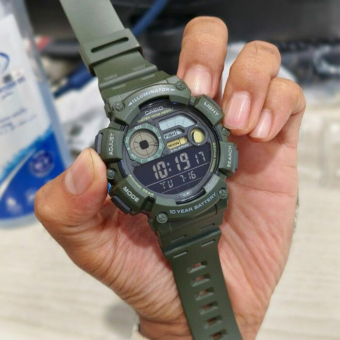 Наручные часы CASIO Collection, хаки, зеленый, черный, серый — фото 1