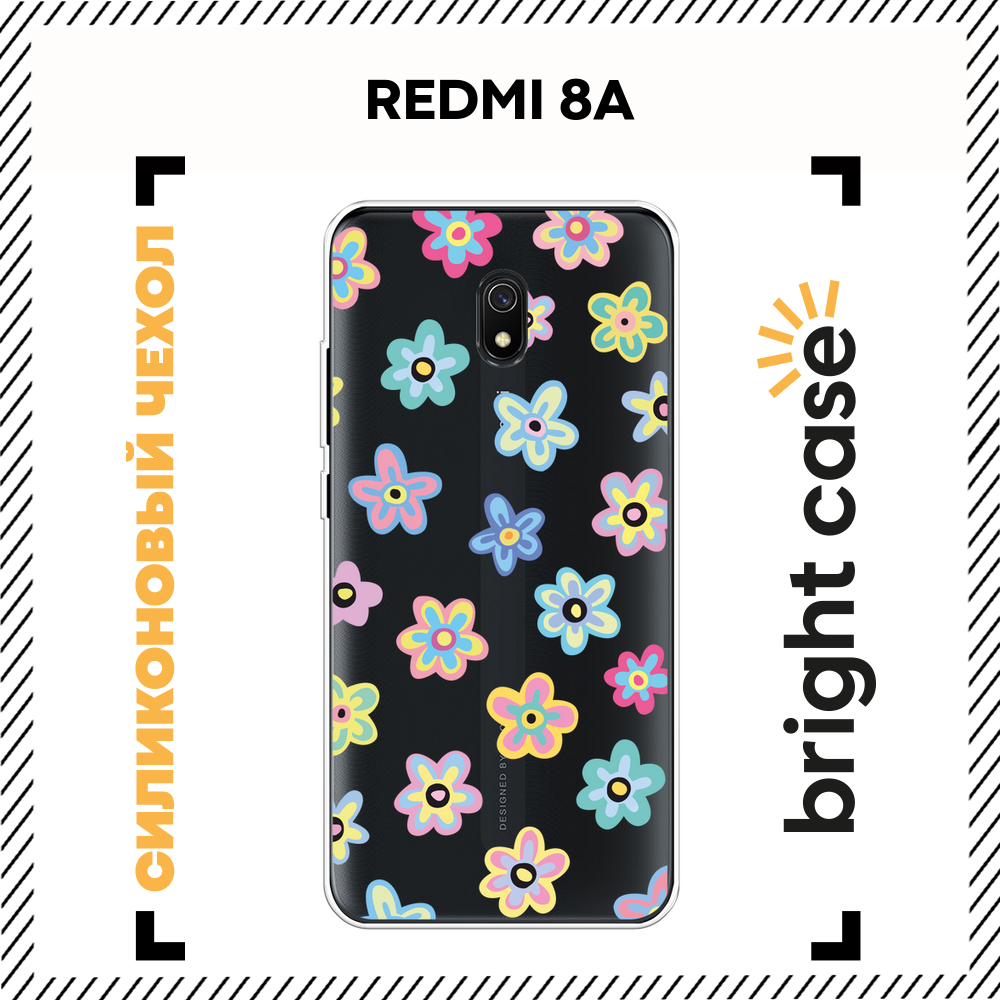 Чехол на Xiaomi Redmi 8A / Сяоми Редми 8A с принтом Летние цветочки, прозрачный