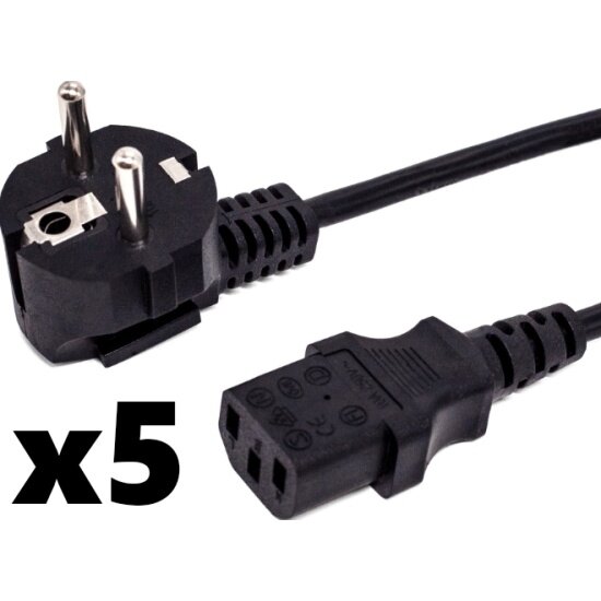 Комплект кабелей Filum FL-PC16-EU-C13-1.8M 5шт, CEE 7/7- С13, 3х1 мм, 220В, 10A, 2200 Вт, чёрный, 1.8м