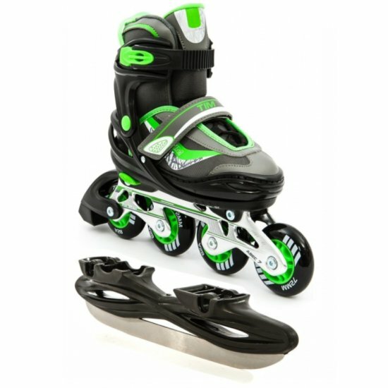 Раздвижные коньки-ролики Calambus TIM COMBO черный/зеленый, размер 38-41