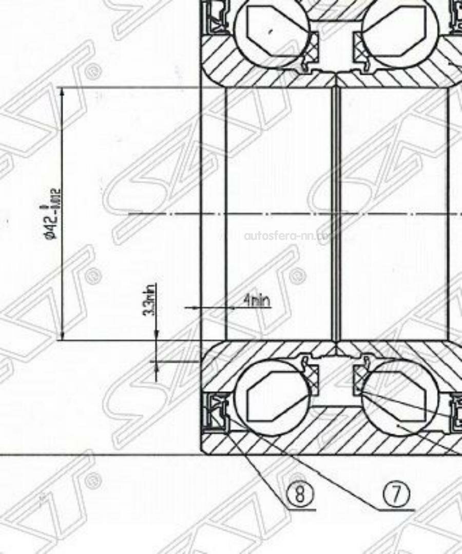 SAT STBBM233047 Подшипник передней ступицы Mazda 3 03-13 / 6 07-12 (ABS)