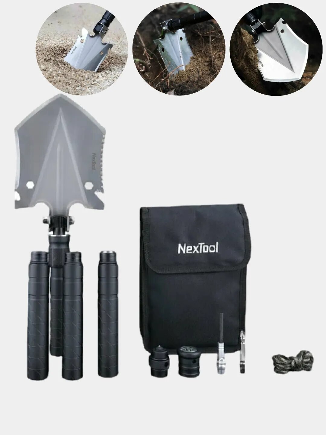 Многофункциональная лопата Nextool Multifunction Shovel Big100 см, NE0114, Черная