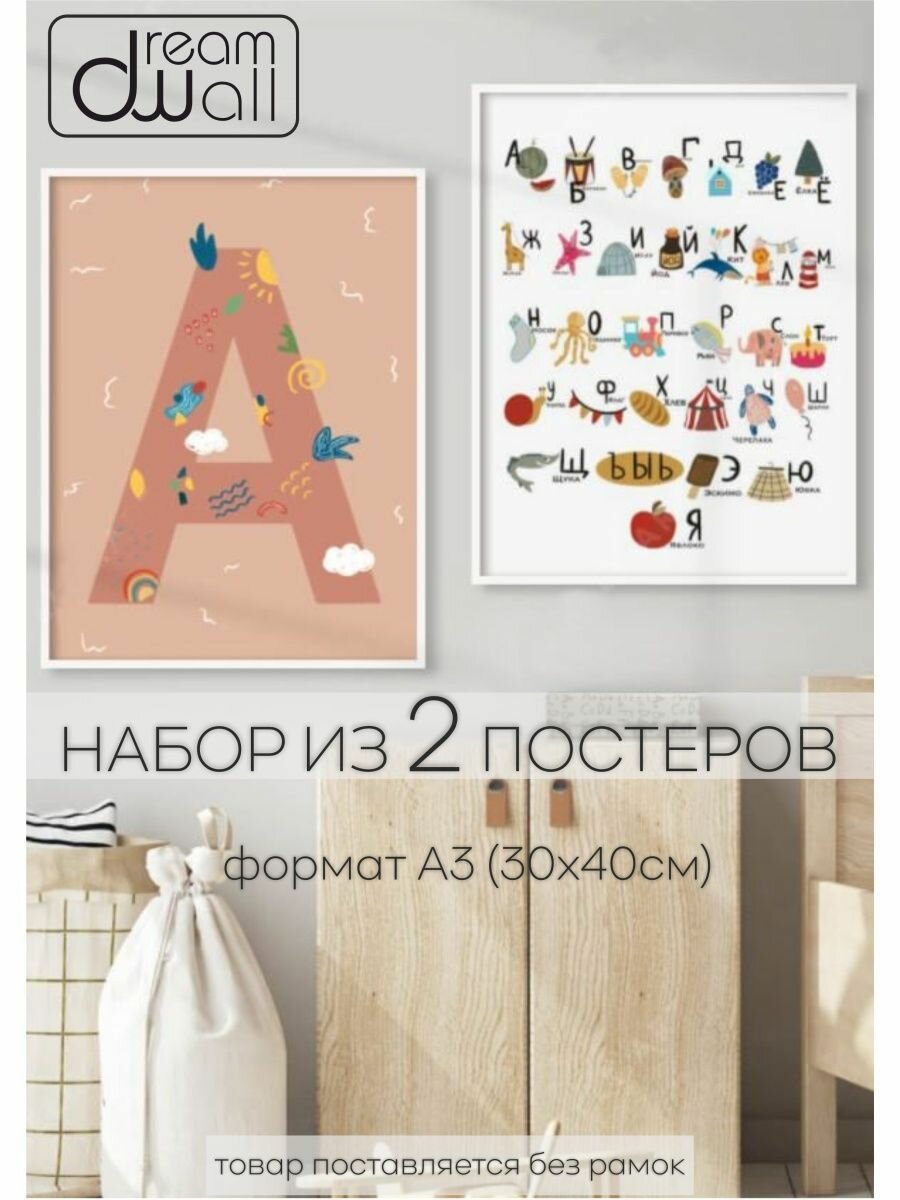 Постеры на стену интерьерные "Русский алфавит" набор постеров для детской