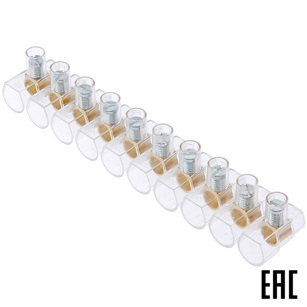 Блок B100 клеммный 10 торцевых винтовых клемм 4,0-10,0 кв. мм прозрачный Imet (3 шт. в наборе)