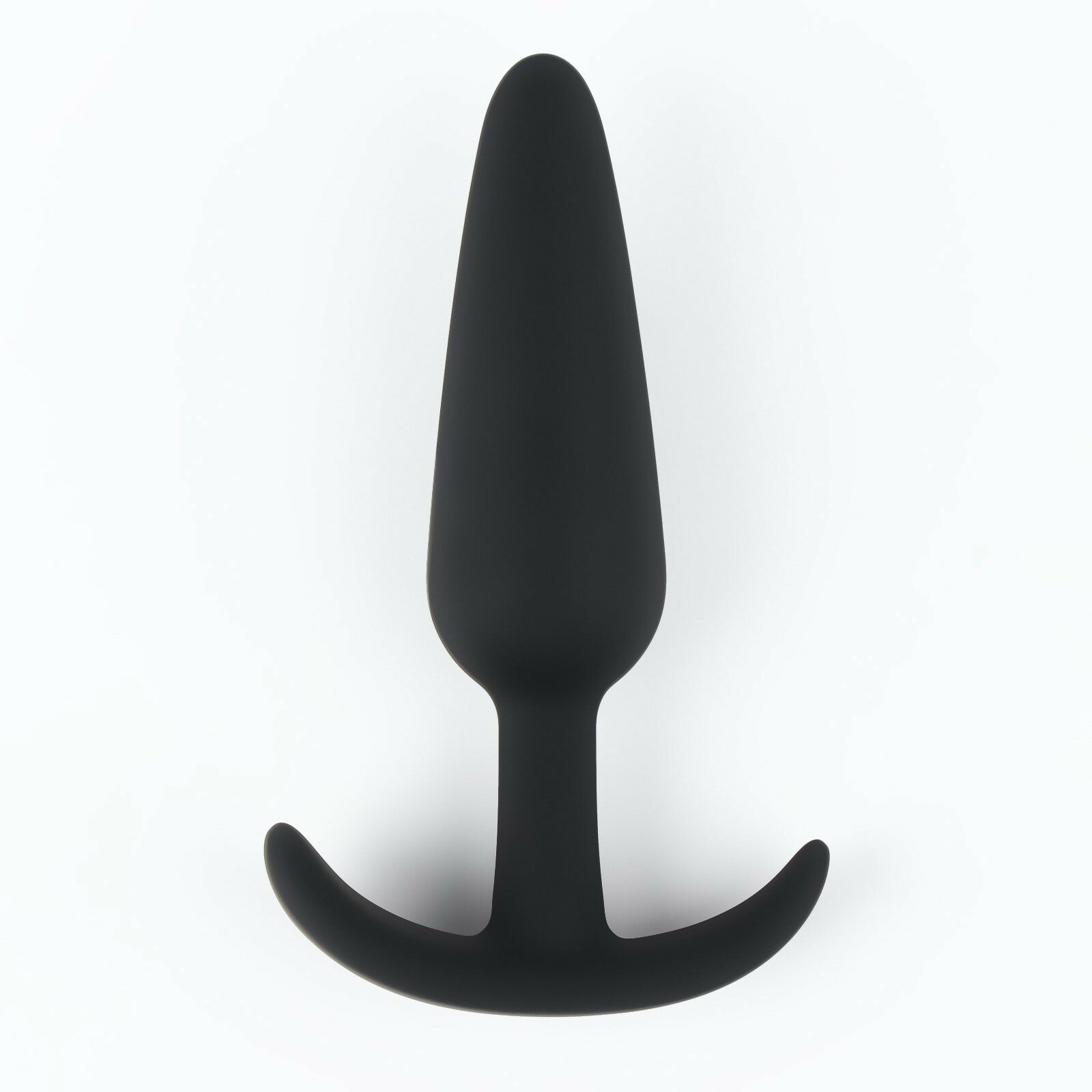 Анальная пробка конус, силикон Soft-touch, черная, гибкое основание
