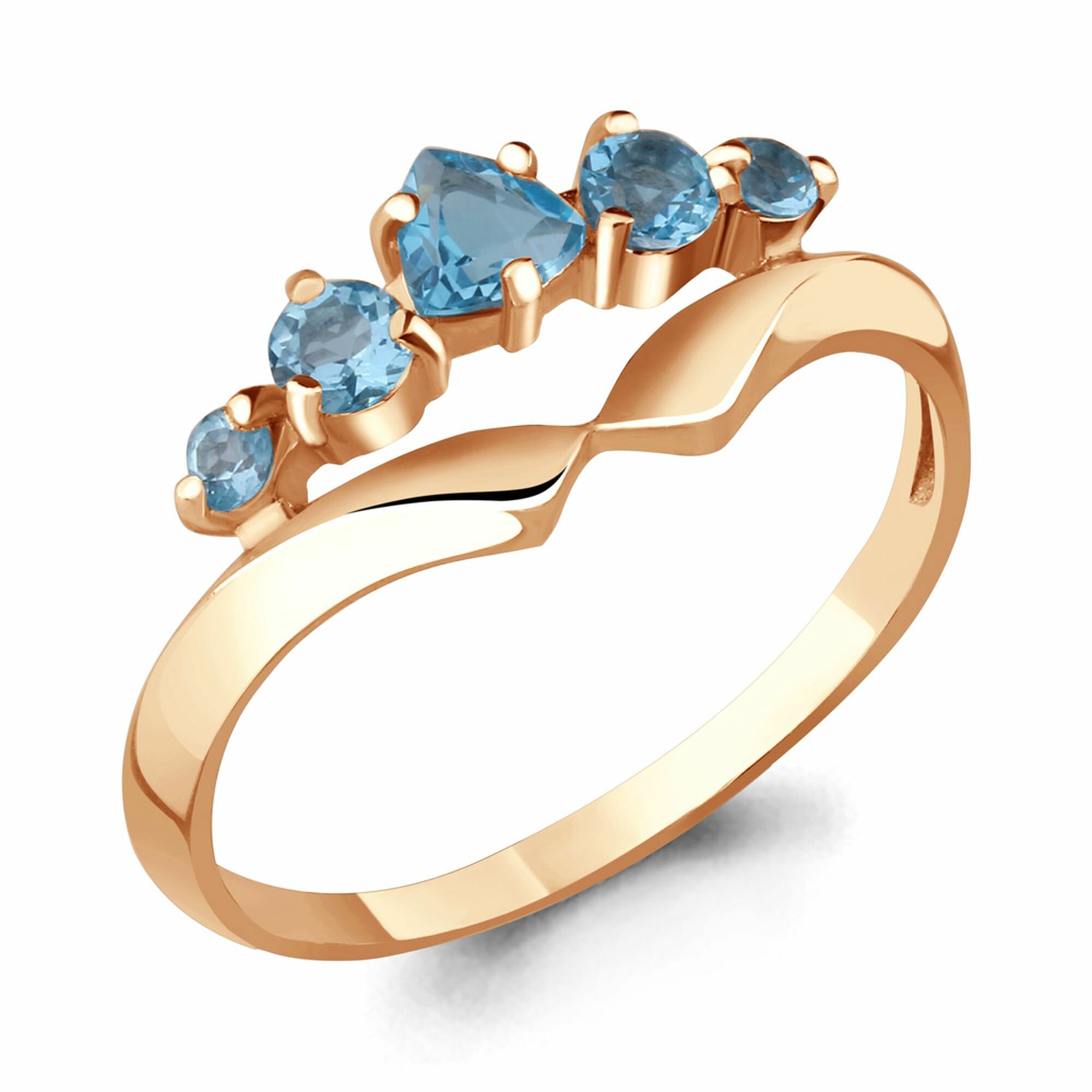 Кольцо дорожка, серебро, 925 проба, золочение, топаз