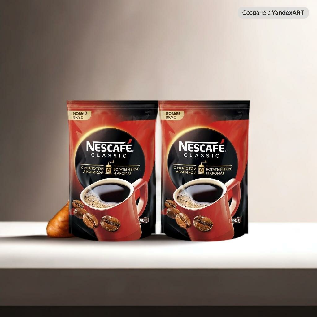 Кофе растворимый NESCAFÉ CLASSIC, с добавлением молотого, 190 г, 2 шт
