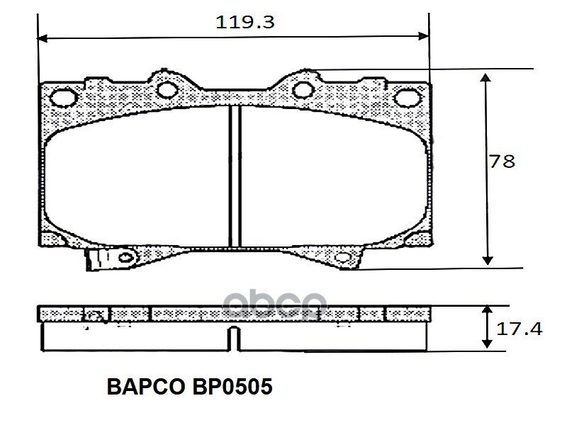 Колодки тормозные дисковые, комплект BP0505, BAPCO арт. BP0505