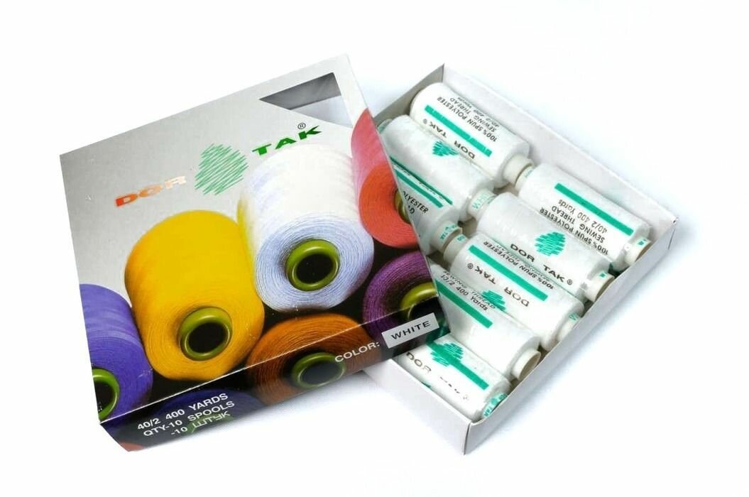 Нитки белые DOR TAK 40/2 366м 10штук